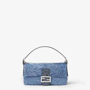 Fendi Baguette® 26424 Light Indigo Swakara Fur Bag - [light Blue]